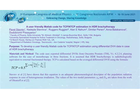 PDF A User Friendly Matlab Code For TCP NTCP Estimation In HDR Brachytherapy