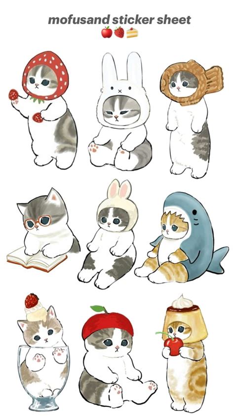Mofusand Sticker Sheet 🍓 Cute Doodles Cute Stickers Cute Doodle Art