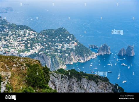 View Of Anacapri And Faraglioni Sea Stacks From The Summit Of Monte