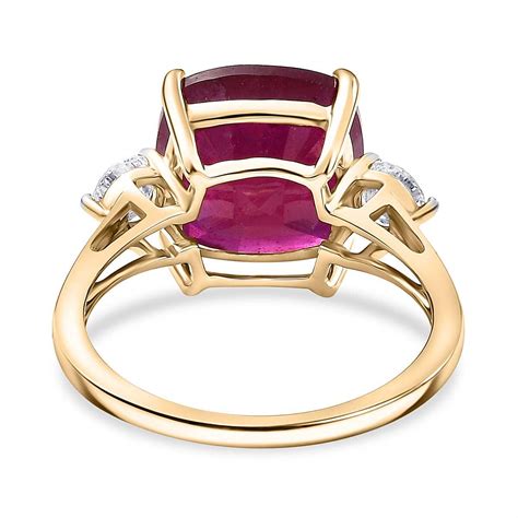 K Yellow Gold AAA Ruby And Lab Grown Diamond VS EF Ring Ct TJC