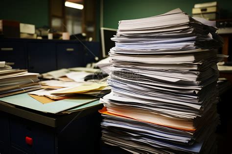 办公室内堆积的文件高清图片下载 正版图片600789789 摄图网