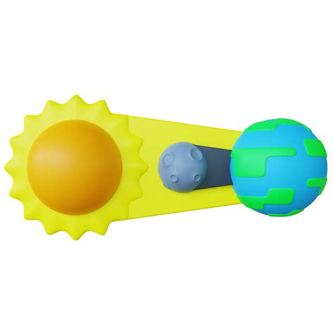 3d Solar Eclipse Infographic Illustration Highly Rendered Stylized Cartoon Solar Eclipse 3d