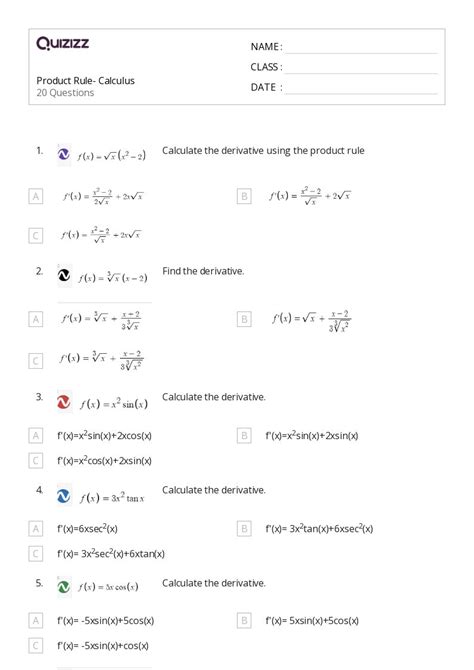 50 product rule worksheets on quizizz free and printable