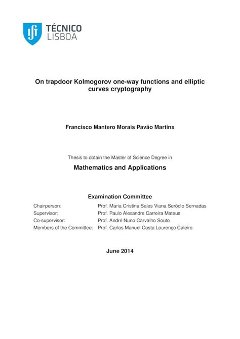 pdf on trapdoor kolmogorov one way functions and elliptic curves