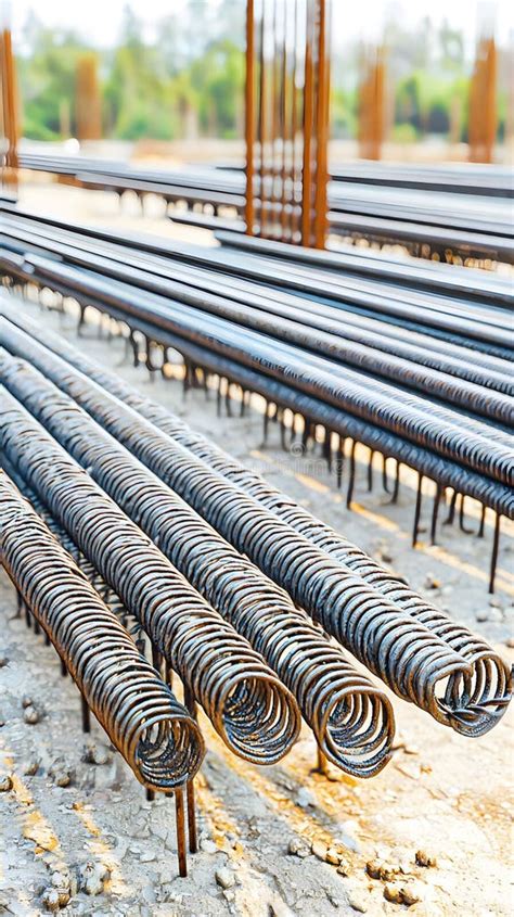 Close Up Of Steel Reinforcement Bars On Site Stock Illustration Illustration Of Engineering