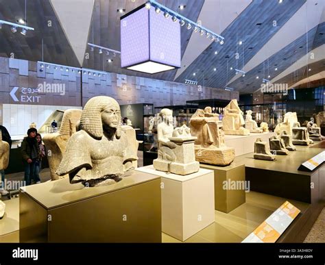 Giza Egypt February 22 2025 Ancient Statue Collection In The Grand