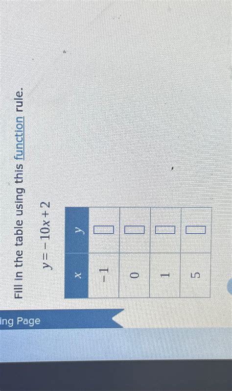 solved fill in the table using this function