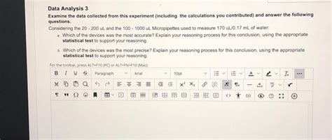Solved Data Analysis Examine The Data Collected From This Chegg