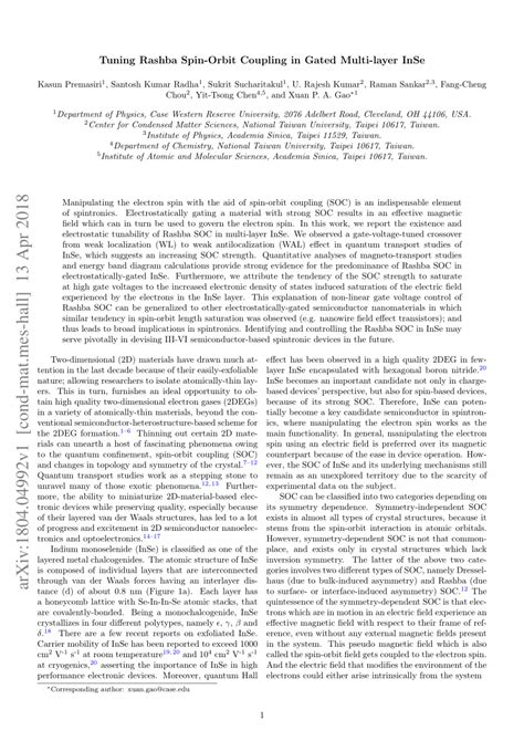 Pdf Tuning Rashba Spinorbit Coupling In Gated Multilayer Inse
