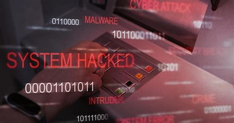 Premium Photo Woman Using Atm Pressing The Pin Security Number With Vr Cyberattack Interface