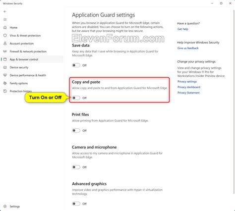 Turn On Or Off Copy And Paste To And From Application Guard For