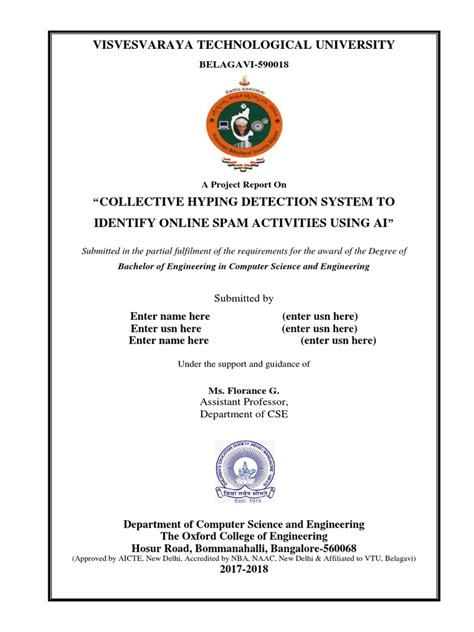 Vtu Final Year Project Report Front Pages Pdf Java Server Pages Spamming