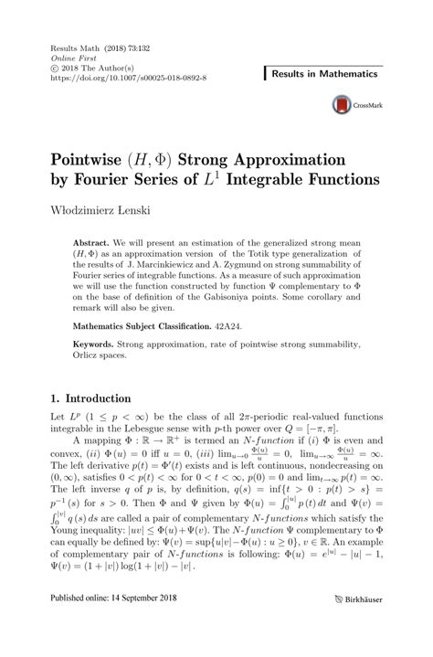 pdf pointwise left h phi right h Φ strong approximation by