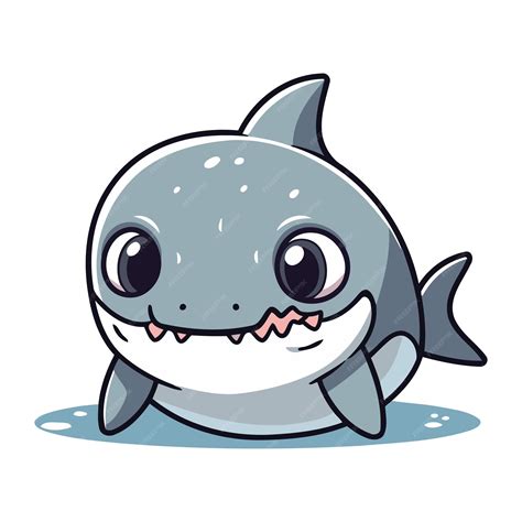 Premium Vector Cute Little Shark Cartoon Vector Illustration Cute