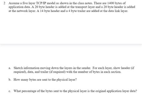 Solved Assume A Five Layer TCP IP Model As Shown In The Chegg