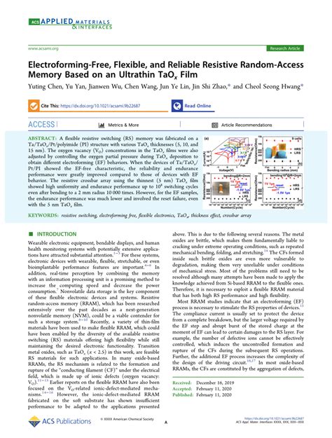 pdf electroforming free flexible and reliable resistive random access memory based on ultra