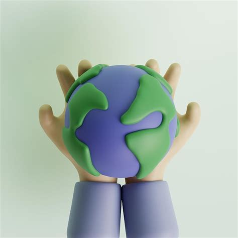 Premium Photo Cartoon Human Hands Holding Globe Care About Planet