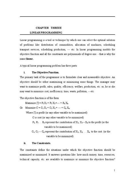 Linaer Programming Noted Pdf Mathematical Optimization Linear Programming