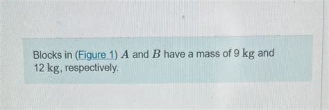Solved Blocks In Figure 1 ﻿a And B ﻿have A Mass Of 9kg