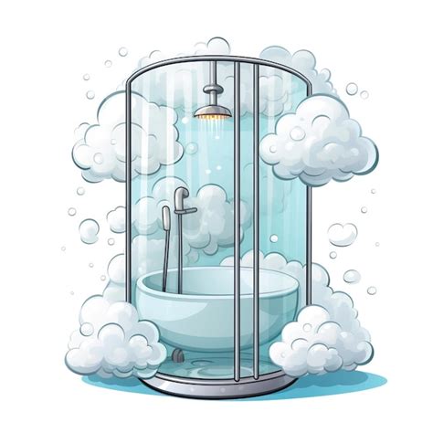 Premium Vector White Color Shower Cartoon Vector White Background Isolat