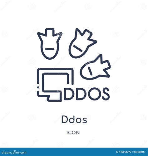 Ddos Icon Vector Illustration Flat Outline Cartoon Cyber Security Icon Concept Isolated