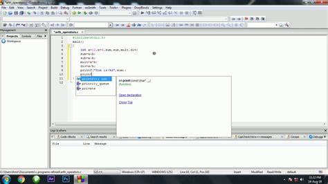 Arithematic Operators Program Codeblocks C Programming Language Youtube
