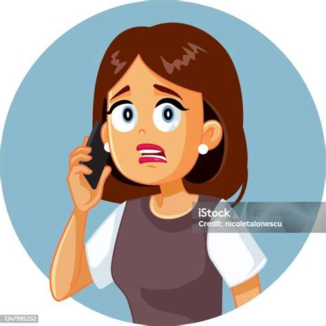 Exasperated Woman Talking On The Phone Vector Cartoon Stock