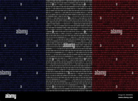 Matrix Binary Code Of Zeros And Ones In Usa Flag Colors Concept Of Computer Modern Technology