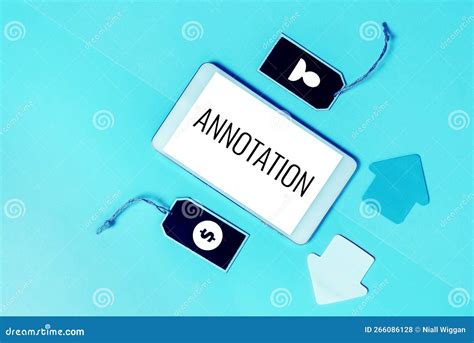Sign Displaying Annotation Concept Meaning Note Added By Way Of Comment Or Explanation Stock