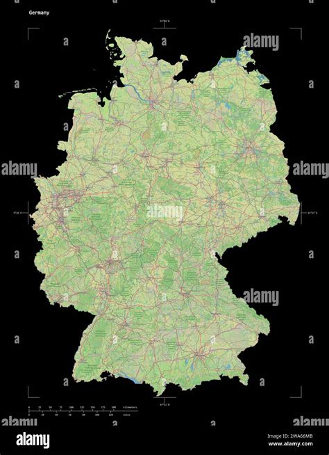 Shape Of A Topographic Osm Standard Style Map Of The Germany With