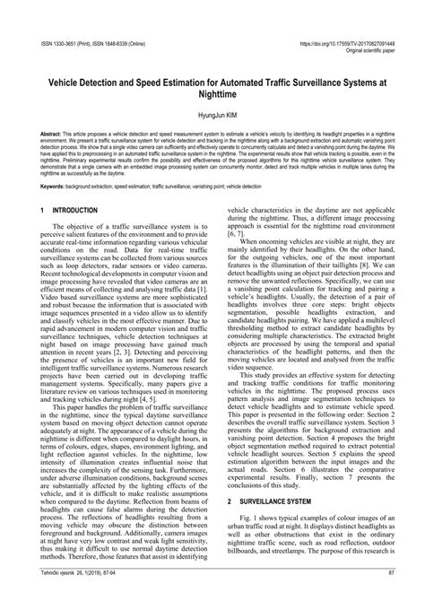 Pdf Vehicle Detection And Speed Estimation For Automated Traffic