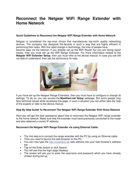PPT Reconnect The Netgear WiFi Range Extender With Home Network PowerPoint Presentation ID