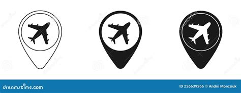 Map Pointer Vector Illustration With Airplane Icon Icon Set Stock Illustration Illustration