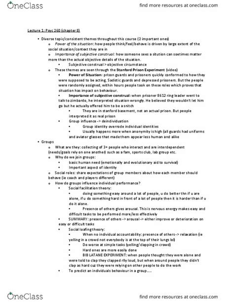 Psyc 260 Lecture Notes Fall 2016 Lecture 1 Stanford Prison