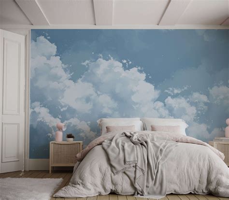 Watercolour Ombre Wallpaper Watercolour Cloud Wall Mural Etsy Cloud Wallpaper Bright