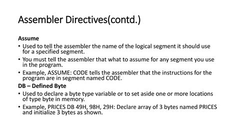 8086 Microprocessor Assembler Directivesppt