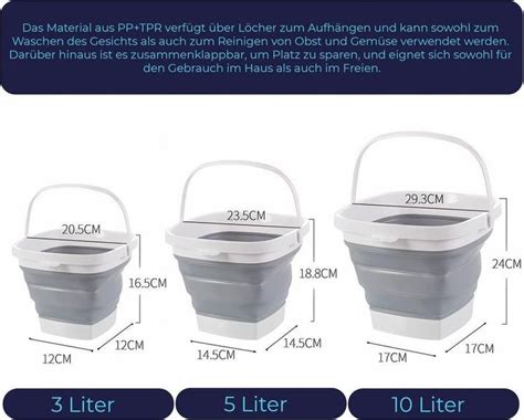 König Design 3er Set Eimer Faltbar Falteimer Putzeimer Wassereimer
