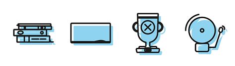 세트 라인 어워드 컵 서류와 문서 칠판 및 울리는 알람 벨 아이콘이있는 Office 폴더를 설정합니다 벡터 0명에 대한 스톡 벡터 아트 및 기타 이미지 Istock