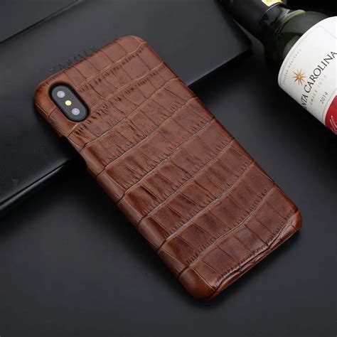 Genuine Leather Back Cover Case For IPhone X XS Max XR S Plus Crocodile Grain Coque