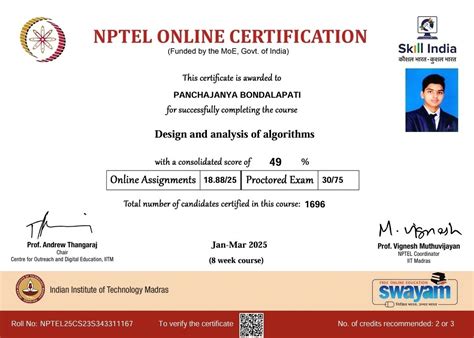 Nptel Daa Certification Algorithms Computerscience Panchajanya