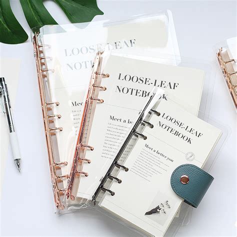 Jual Elegant Binder A5 Binder A6 Transparan Binder With Clip Note Book Loose Leaf Rose Gold