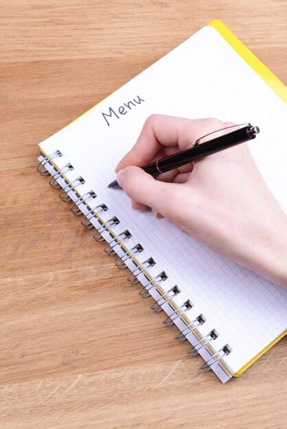 Premium Photo Writing Menu Closeup