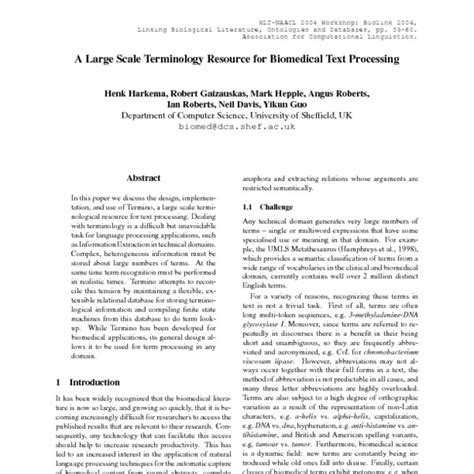 A Large Scale Terminology Resource For Biomedical Text Processing Acl Anthology