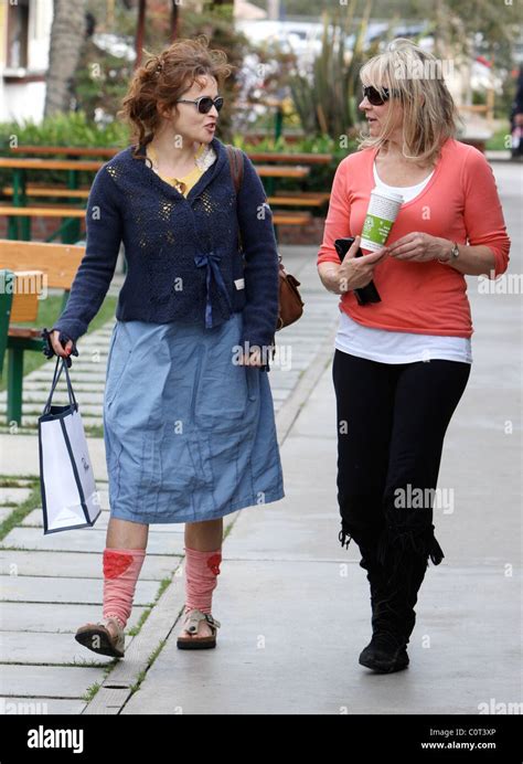 Helena Bonham Carter Seen Leaving Coffee Bean With Friend Wearing A