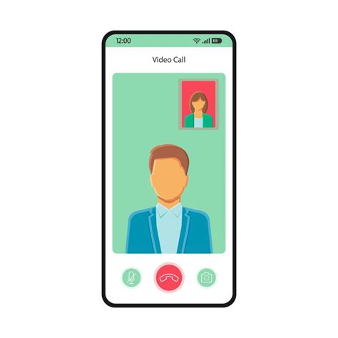 Video Call Smartphone Interface Vector Template Mobile App Page White Design Layout Conference