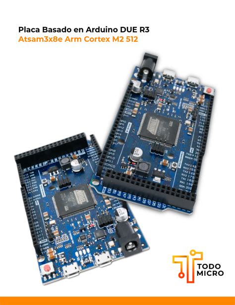 Placa Basado En Arduino Due R3 Cable Usb Atsam3x8e Arm Cortex M2 512
