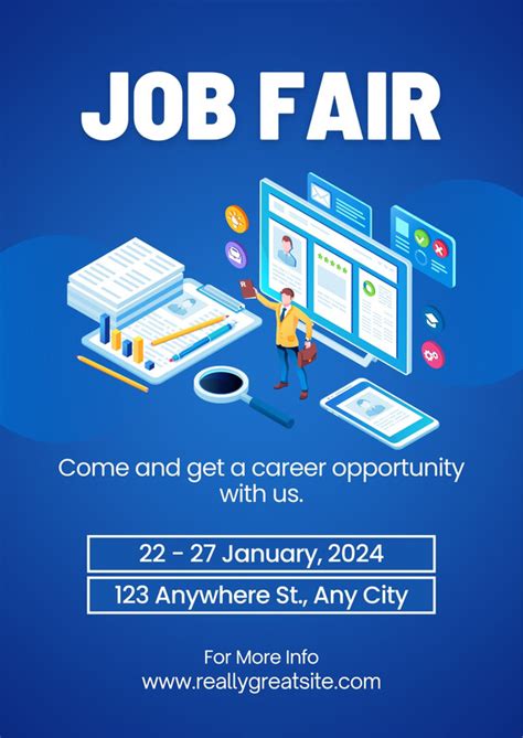 Free Printable Job Fair Poster Template Canva