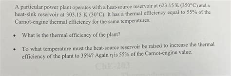 Solved A Particular Power Plant Operates With A Heat Source