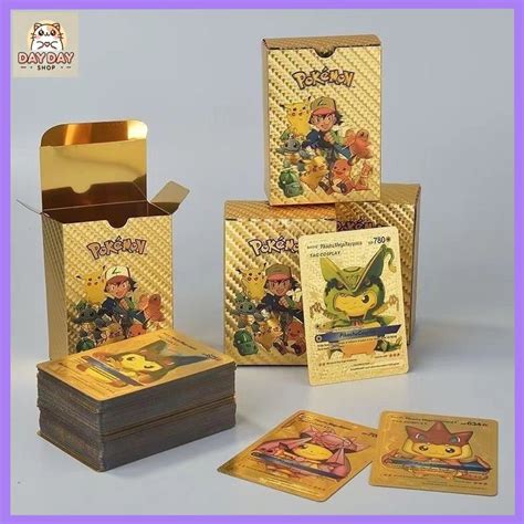 Cod 54pcsbox Metal Black Gold Pocket Monster English Version Card Game
