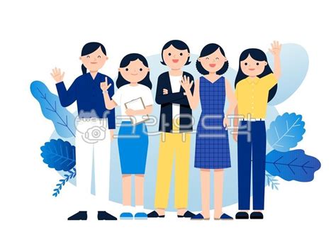 사람 단체 모임 여자 여성 사진 이미지 일러스트 캘리그라피 Magnoliaa작가